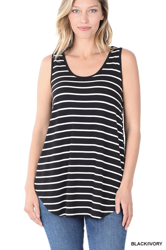 W&W STRIPE SLEEVELESS TOP - Pearls and Piggytails