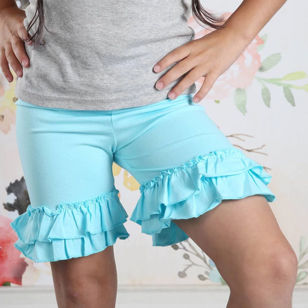 Ruffle Shortie - Aqua - Pearls and Piggytails