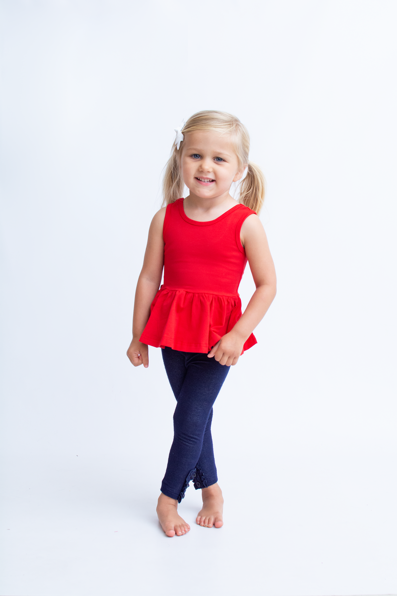 Emmy Sleeveless Peplum - Red - Pearls and Piggytails
