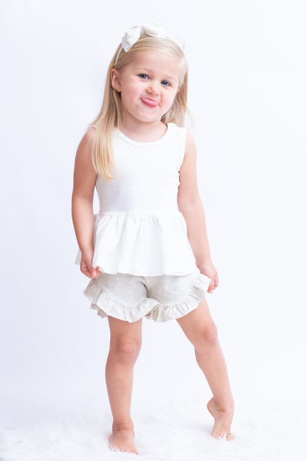 Poppy Shorts - Oatmeal - Pearls and Piggytails